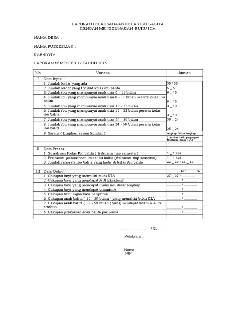 Laporan Klas Bumil & Bubal | PDF