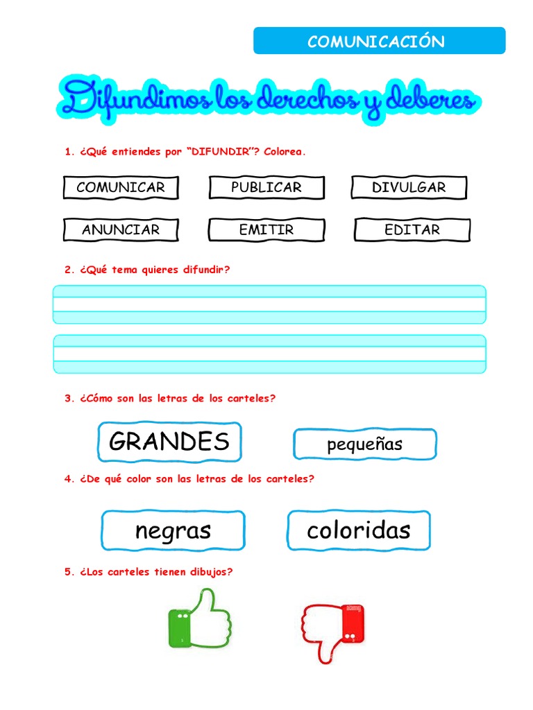 Difundimos Los Derechos y Deberes - COM - FICHA | PDF