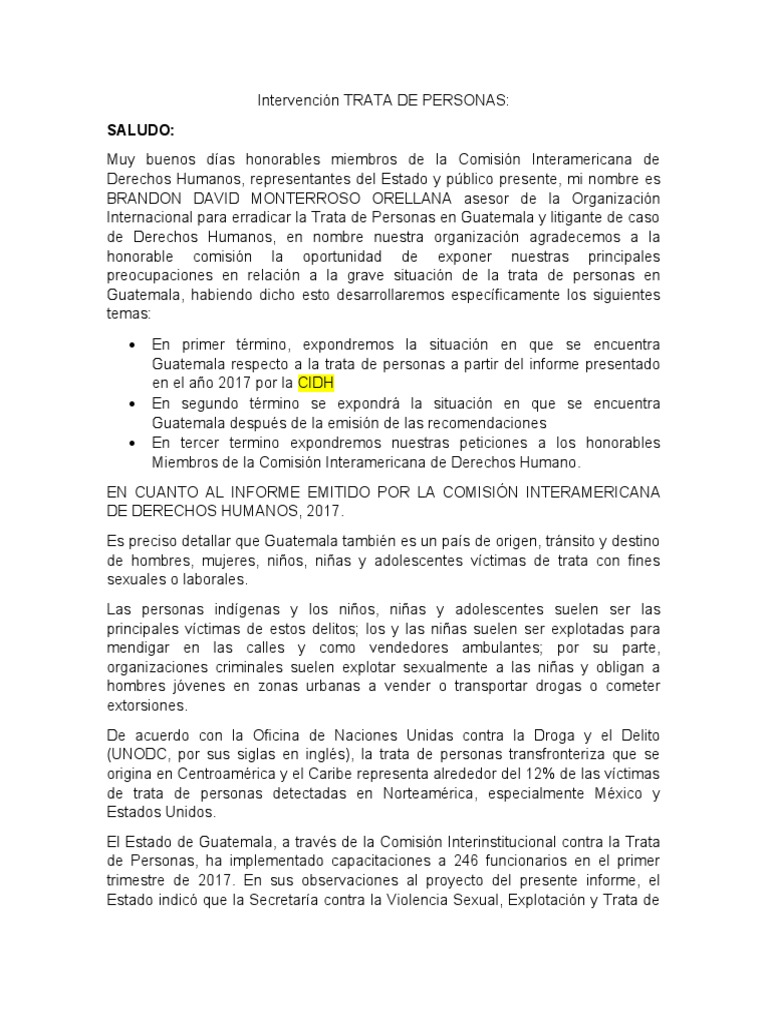 Intervención TRATA DE PERSONAS | PDF