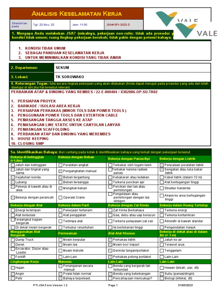 Jsa # 051 - 2022-d, Perbaikan Atap & Dinding Yang Rembes | PDF Jsa # 051 - 2022-d, Perbaikan Atap & Dinding Yang Rembes | PDF