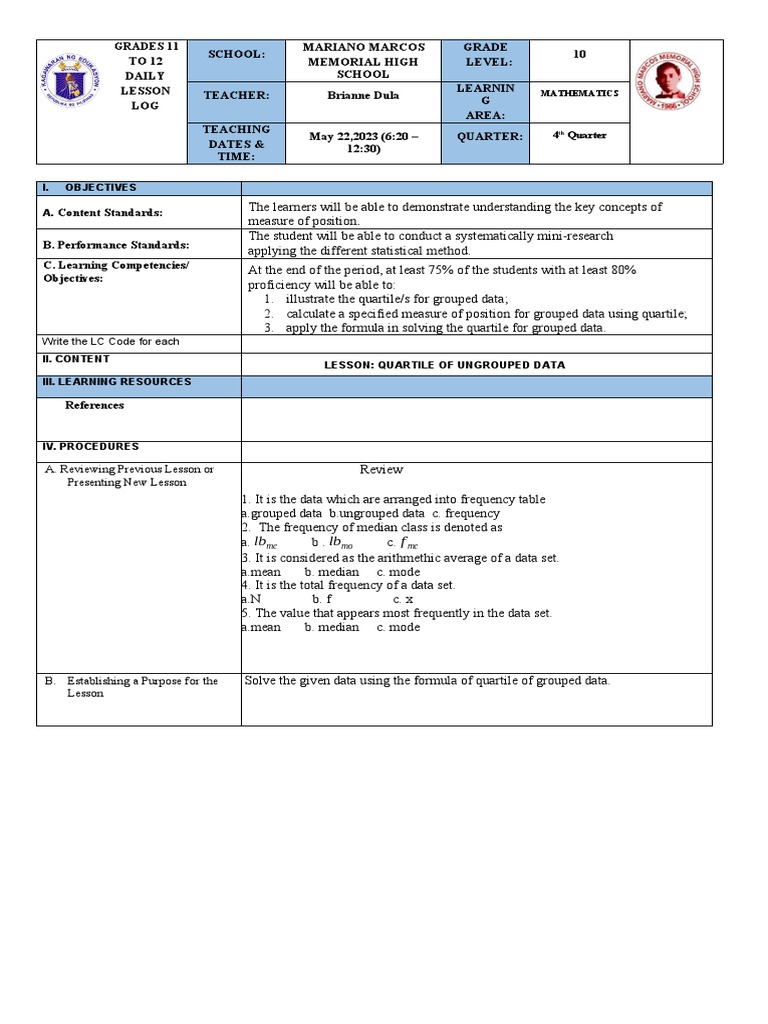 May 22 DLP | PDF | Quartile | Mode (Statistics)