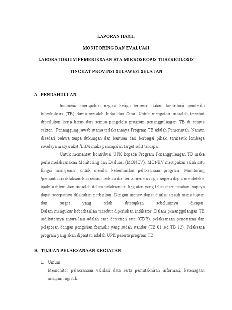 Lap. Hasil Monev TB (Okt2021) | PDF