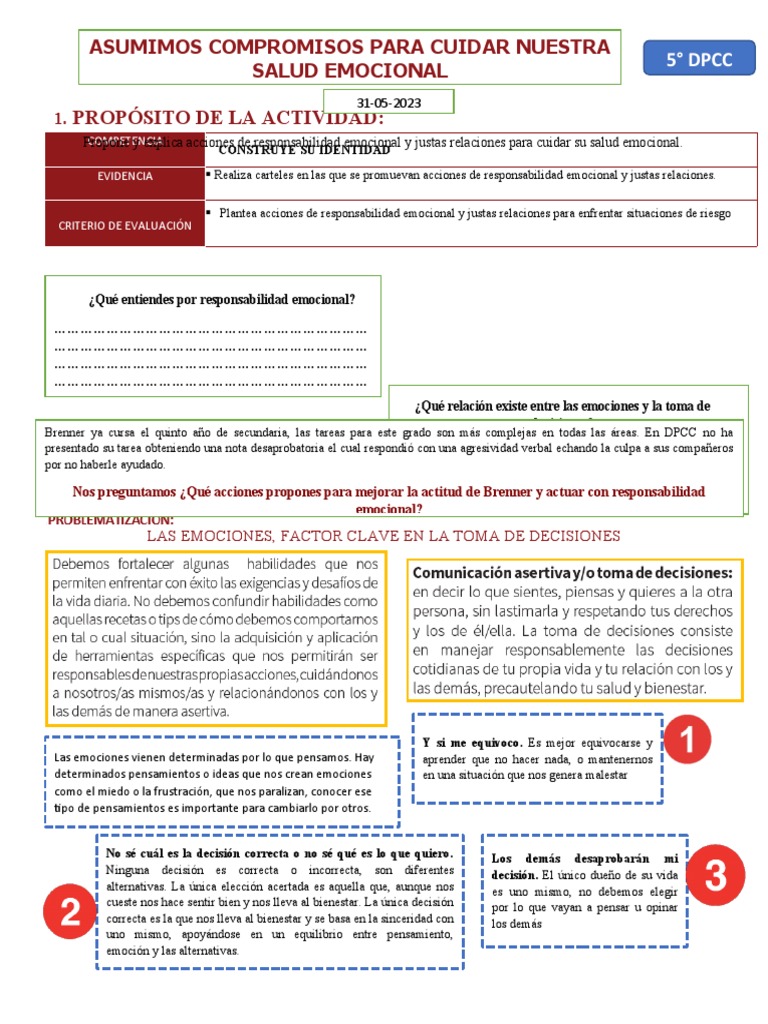 DPCC Quinto Sesion 4 - 31-05-2023 Ojo | PDF | Mente | Las emociones
