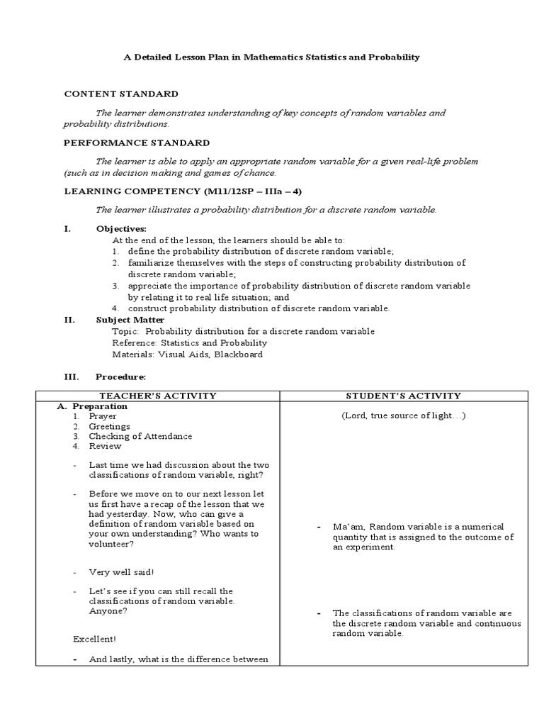 A-Detailed-Lesson-Plan-in-Statistics and Probability | PDF ...