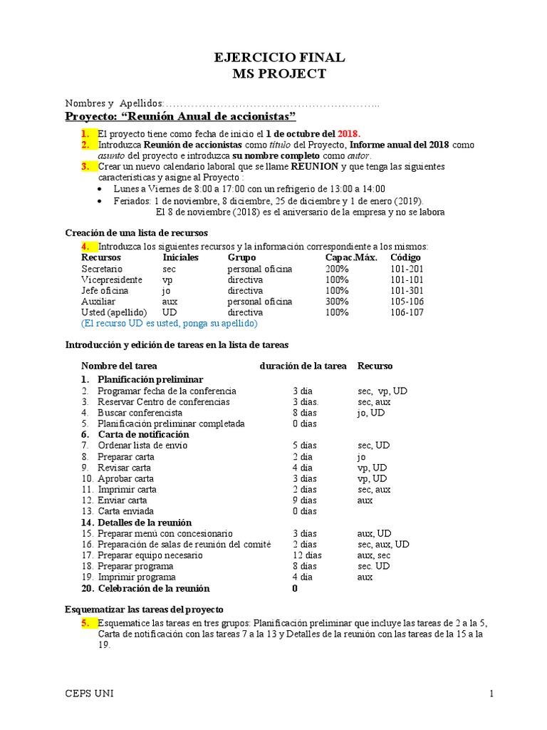 Project Ejercicio Final | PDF