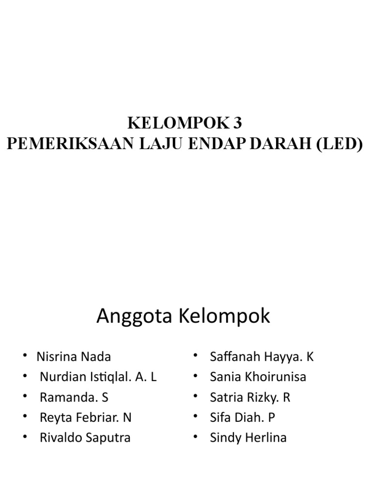 Pemeriksaan Laju Endap Darah Led | PDF Pemeriksaan Laju Endap Darah Led | PDF