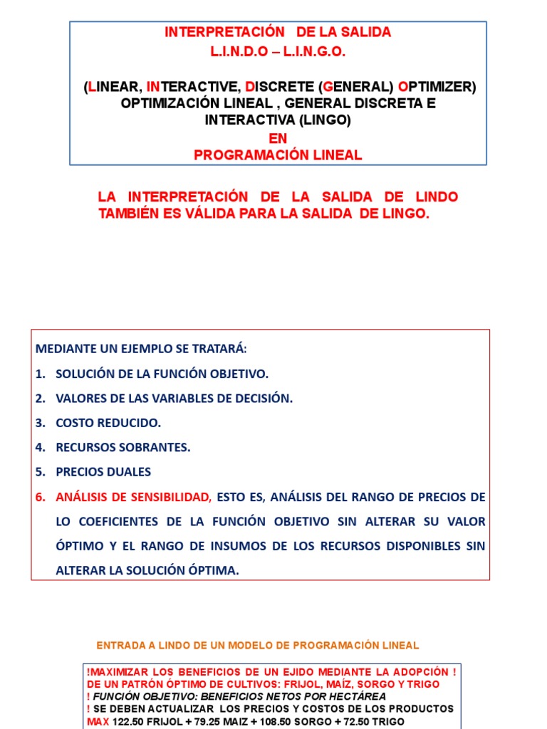 1.3 Salida Del Software Lindo-Lingo.2022 | PDF | Programación lineal ...