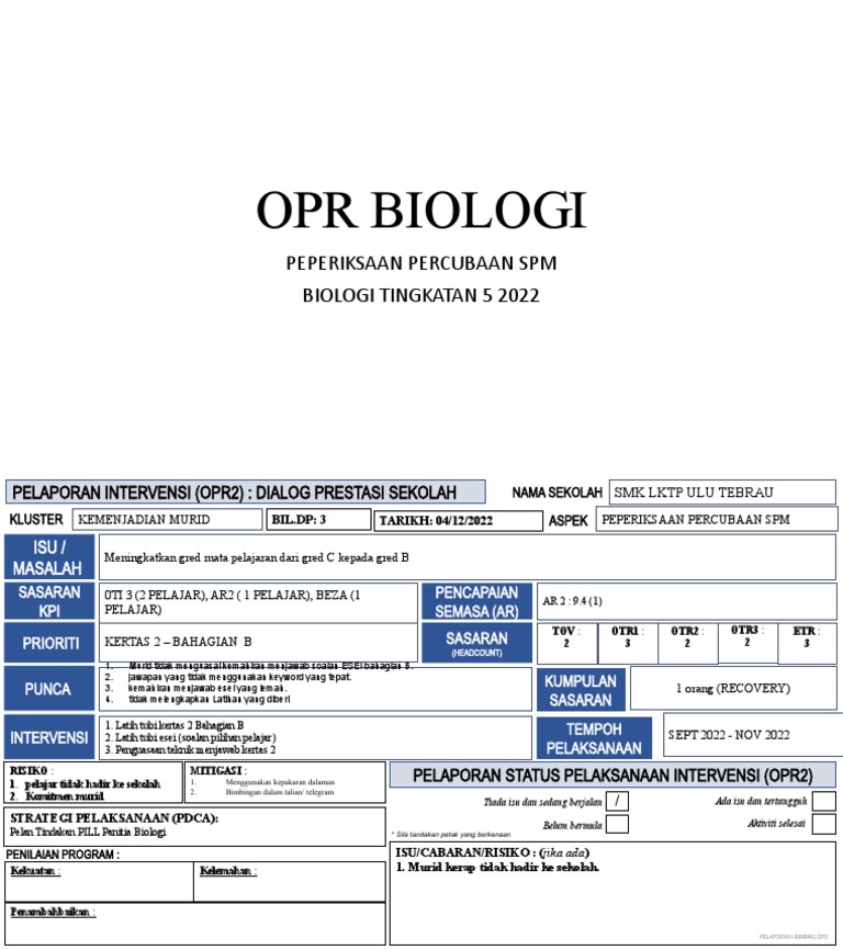 Opr Biologi PPC 2022 | PDF