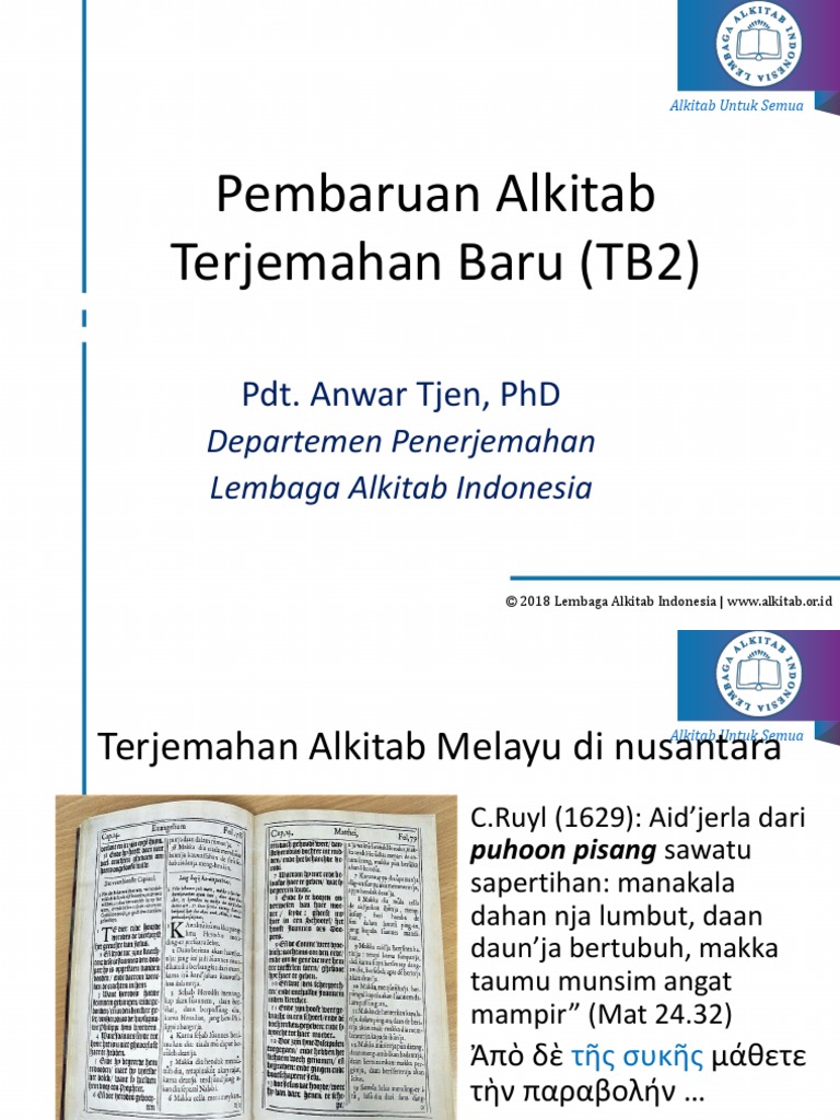 Sosialisasi ALKITAB TB2 HKBP KELAPA GADING MEI 2023 | PDF