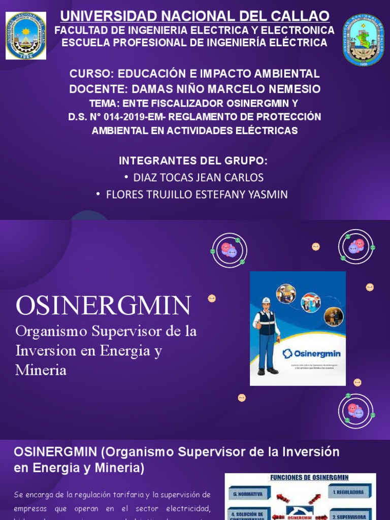 Osinergmin Exposición | PDF | Evaluación de impacto ambiental | Minería