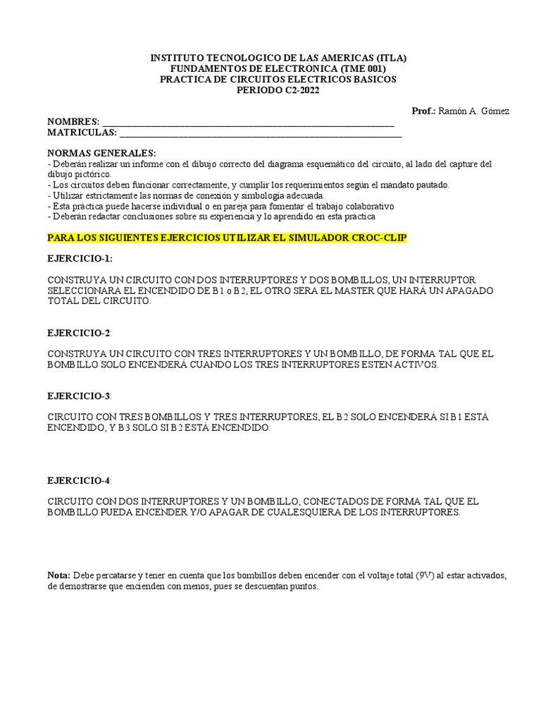 Practica Circuitos Electricos Basicos Pdf