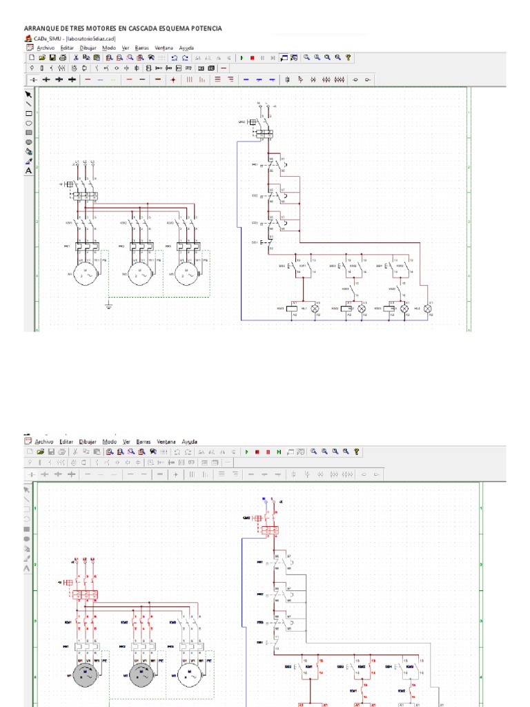 Arranque de Tres Motores en Cascada Esquema Potencia Diaz Tocas Jean Carlos | PDF