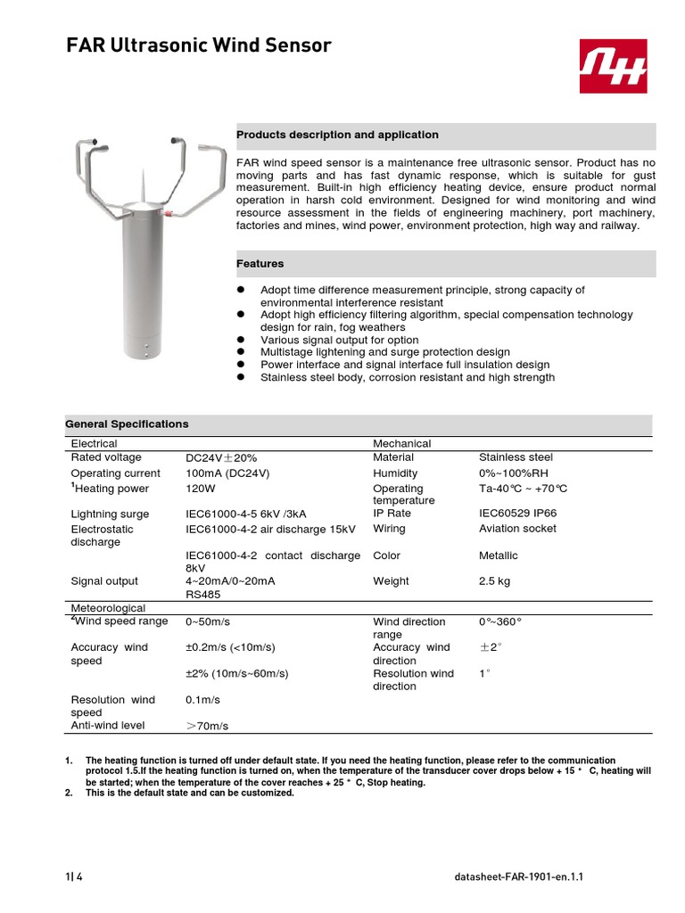 FAR Ultrasonic Wind Sensor | PDF | Byte | Electrical Engineering