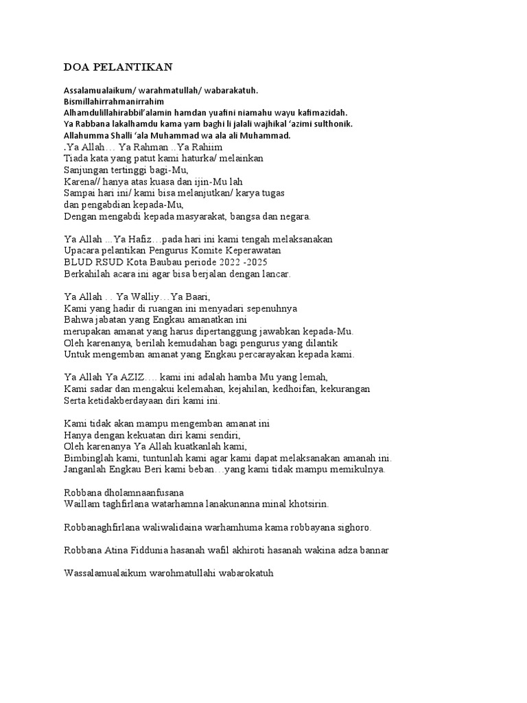 DOA PELANTIKAN | PDF