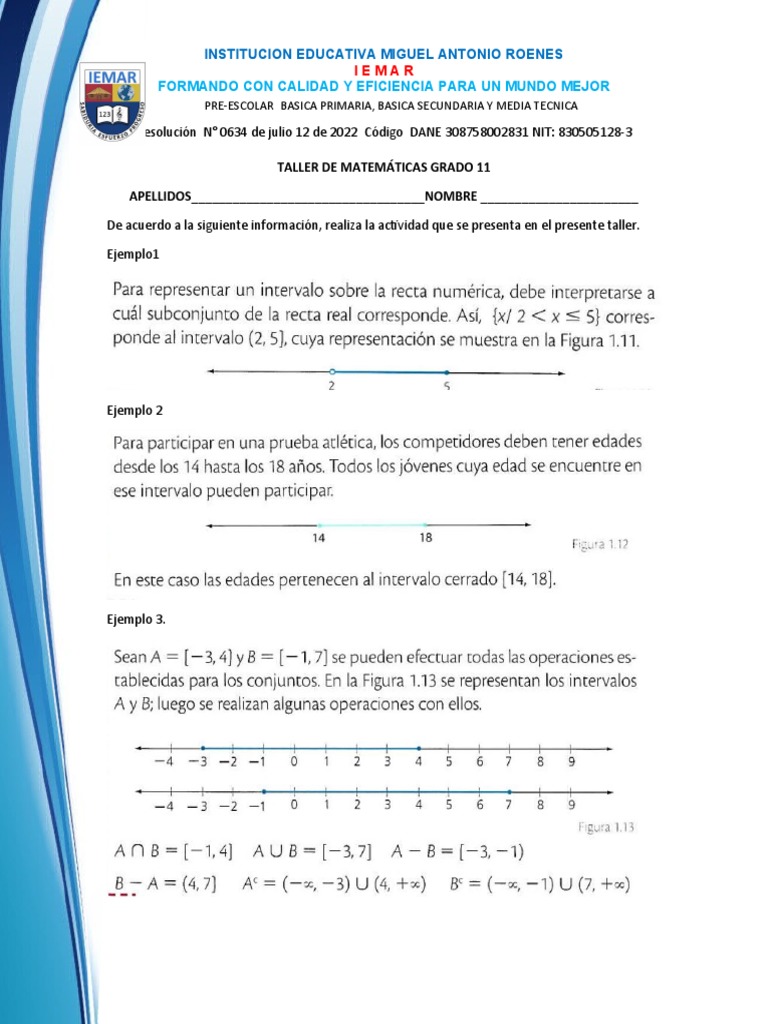 Taller de Matemáticas Grado 11 | PDF