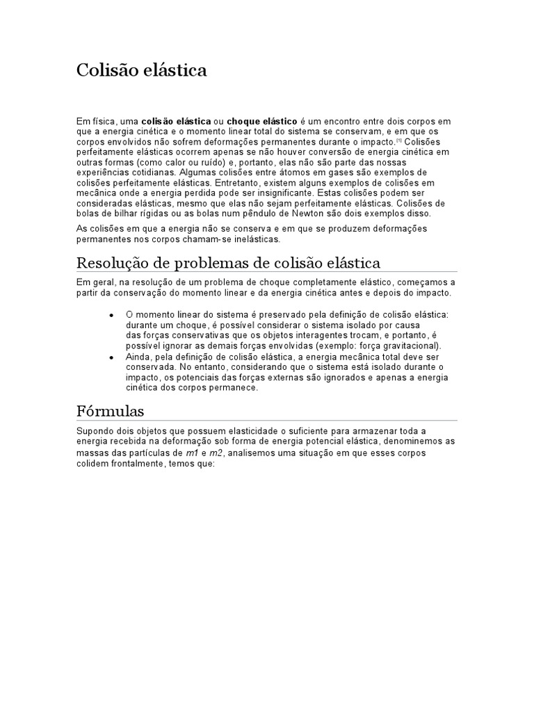 Colisao Elastica - 042449 | PDF | Colisão | Física Teórica