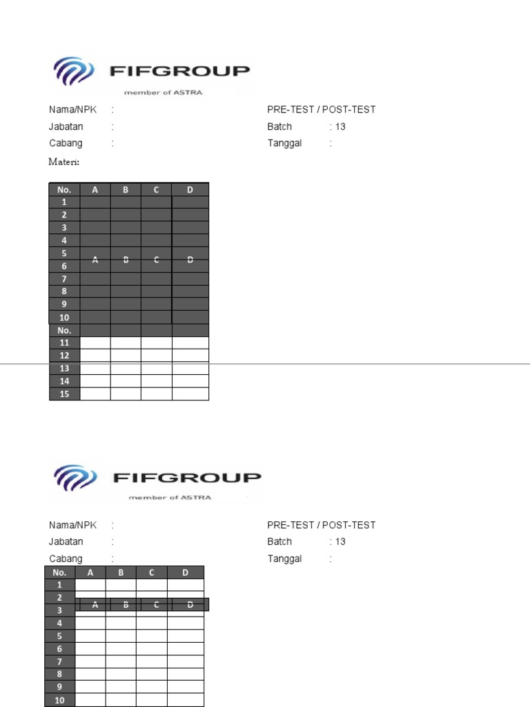 Pre-Test dan Post-Test Batch 13 | PDF