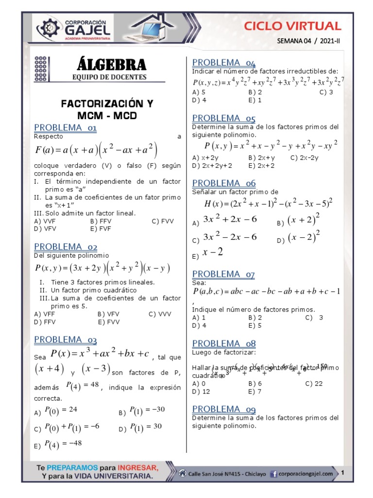 4 Factorizacion | Descargar gratis PDF | Factorización | Aritmética