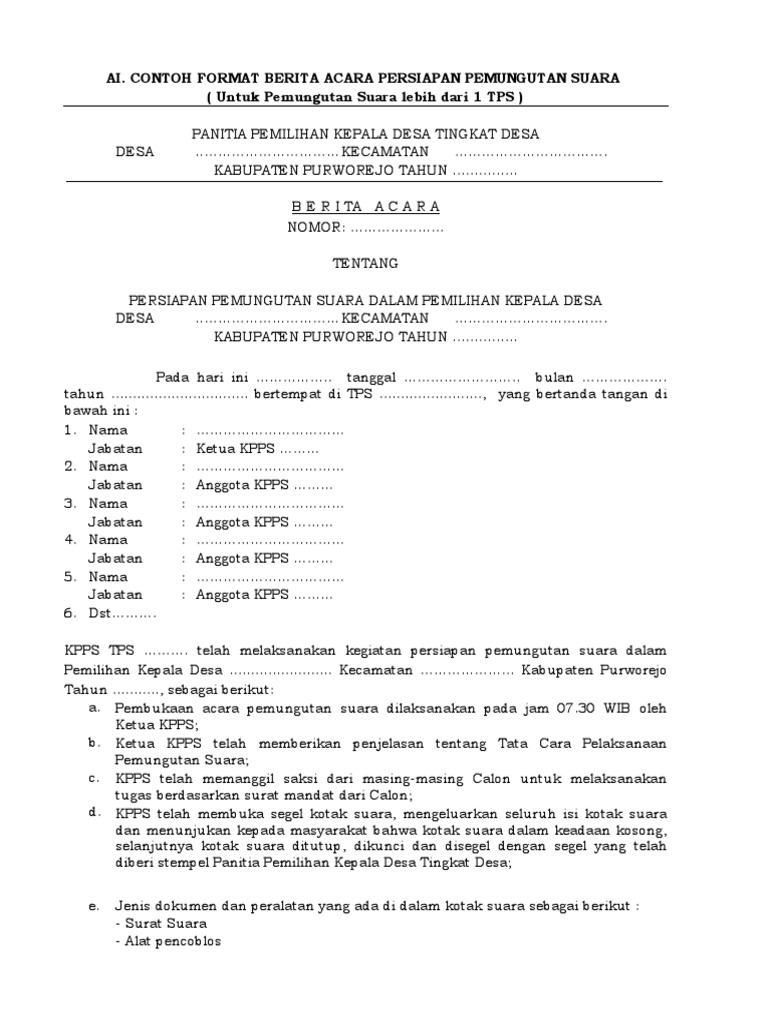 BA Persiapan, Hitung, Jalannya Di TPS | PDF