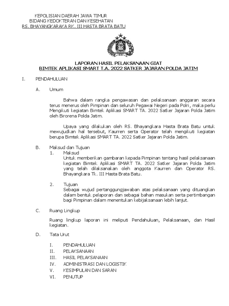 Laporan Kegiatan Bimtek Smart 2022 | PDF
