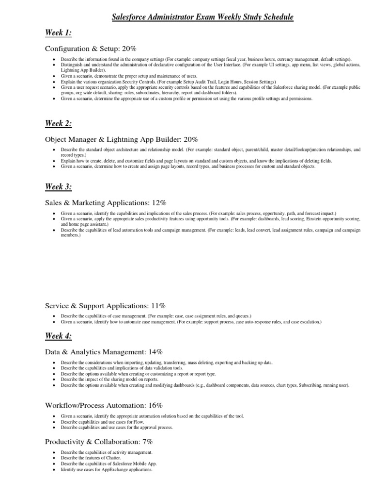 Salesforce Admin Exam Study Plan | PDF | Technology & Engineering