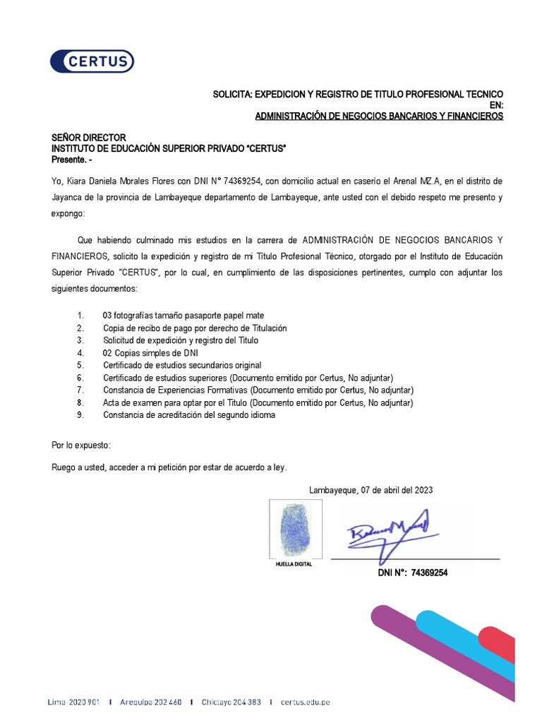 Solicitud de Expedicion de Titulo - CBF Malla 16 | PDF | Derecho