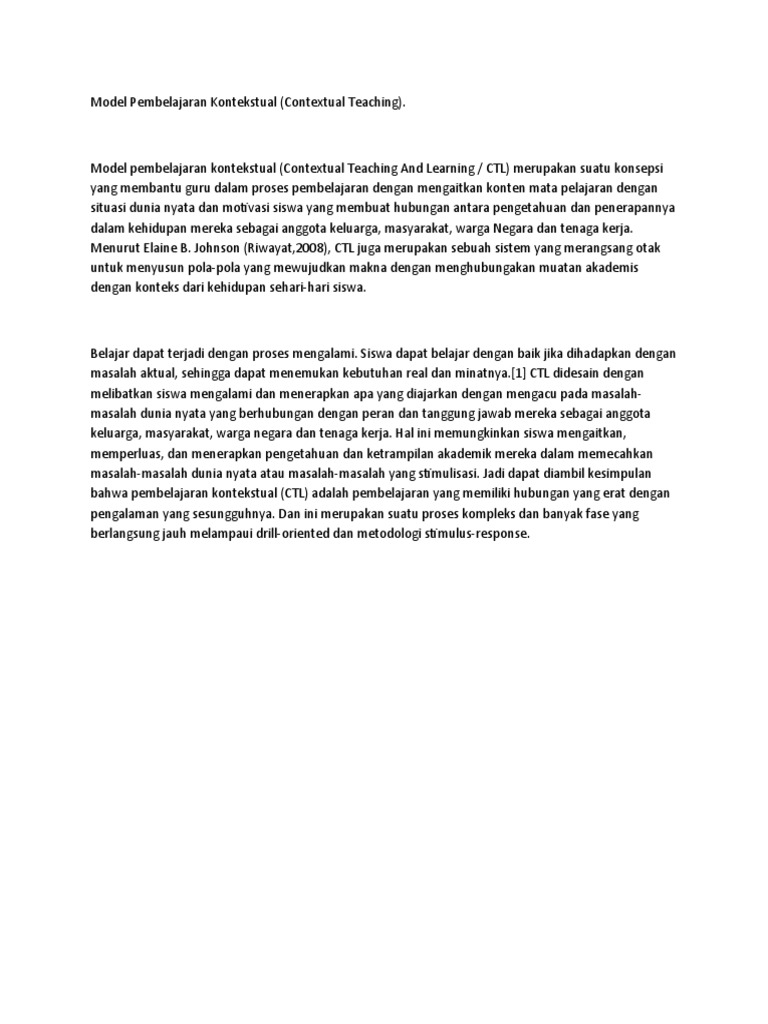 Model Pembelajaran Kontekstual | PDF