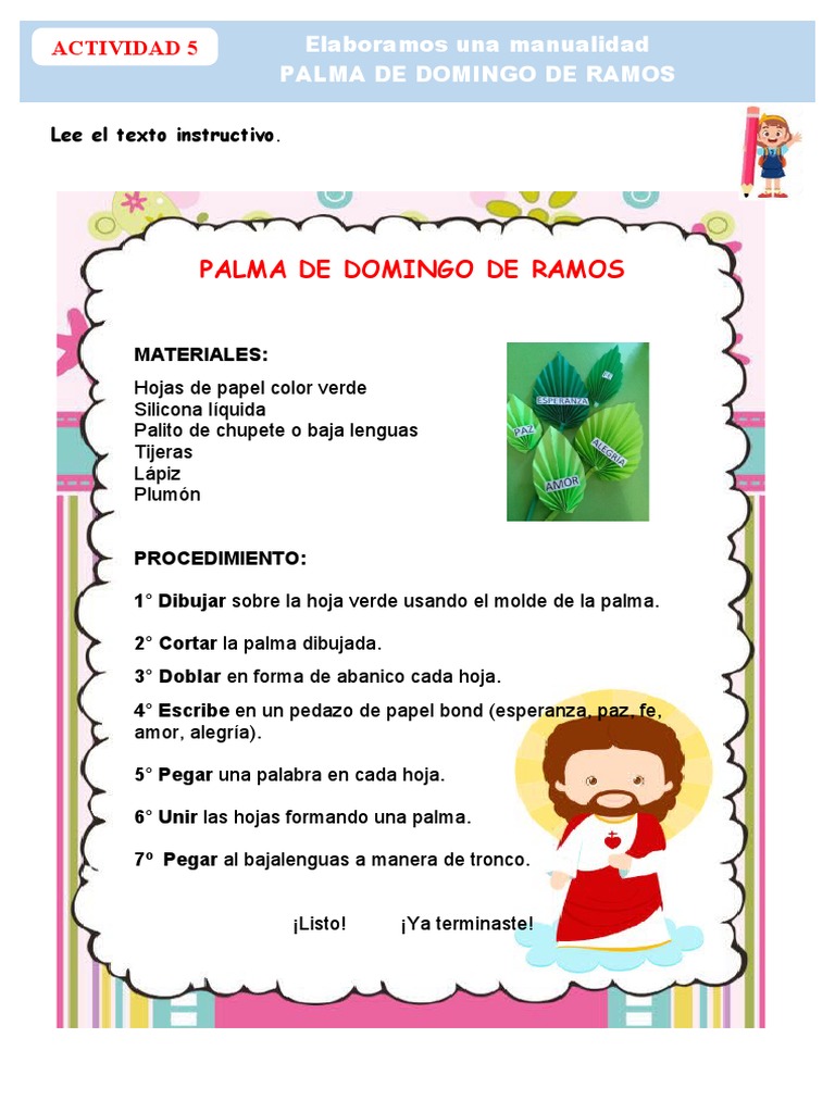 D5 A2 FICHA ARTE Elaboramos Una Manualidad Palmas 2023 | PDF | Hogar, jardinería y bricolaje