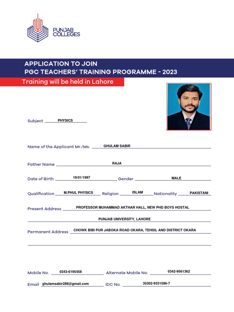 Teachers Training Form | Download Free PDF | Academic Degree ...