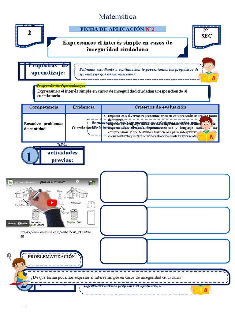 5° FICHA DE APLICACIÓN-SESIÓN2-SEM.1-EXP.3-Matemática | PDF | Bancos | Aprendizaje