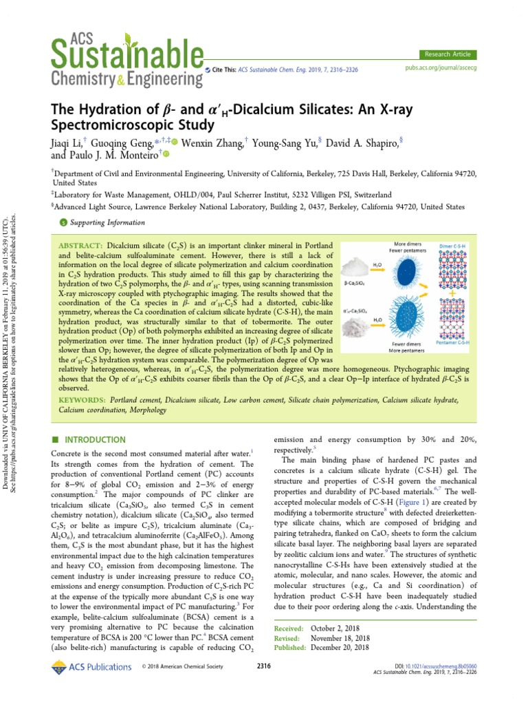 Hydration Study of Dicalcium Silicates | PDF | Cement | Microscopy