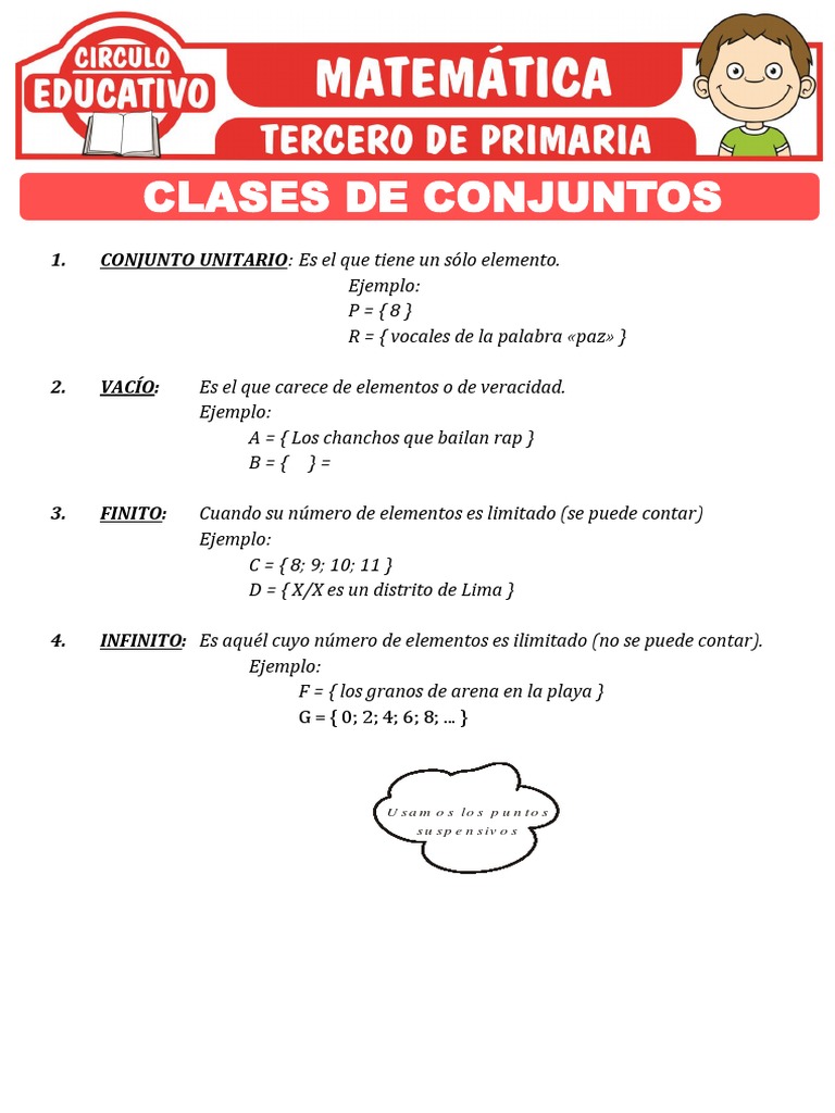Ejercicios de Clases de Conjuntos para Tercero de Primaria | PDF