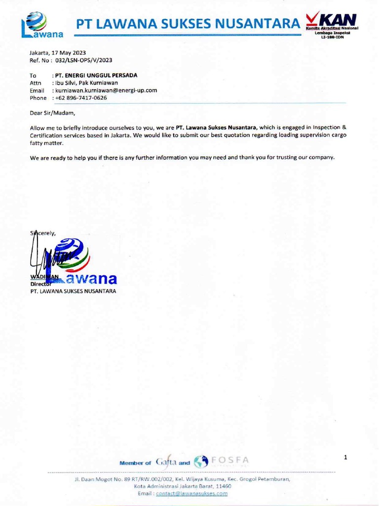 Quotation Fatty Matter EUP - LSN | PDF