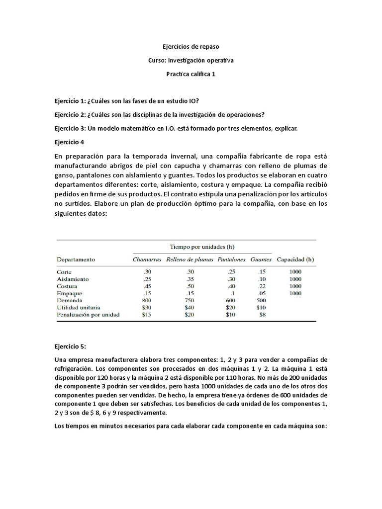 Ejercicios de Repaso | PDF