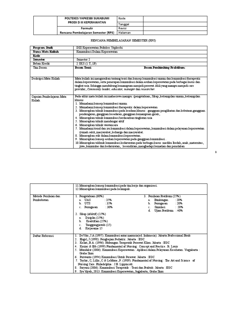 RPS Komunikasi | PDF