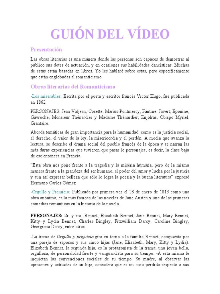 Guión Del Vídeo° Movimientos Poéticos | PDF