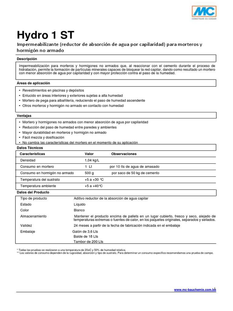 Hydro 1 ST - 07.2021 - SP | PDF | Hormigón | Mortero (Albañilería)