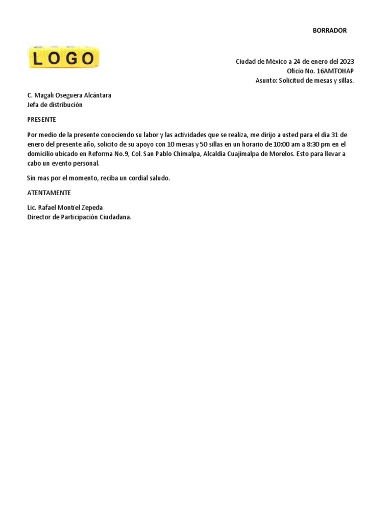 como hacer un oficio | PDF