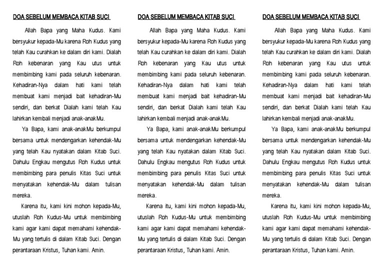 Doa Sebelum Membaca Kitab Suci | PDF