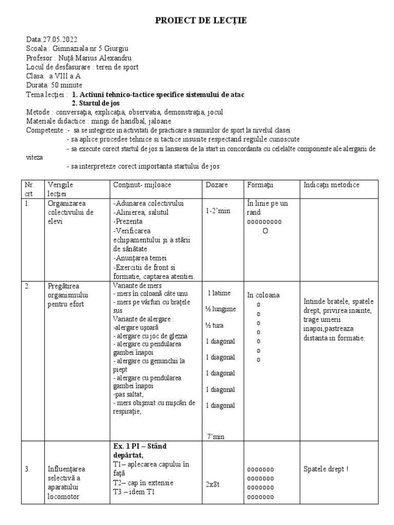 Plan de Lectie Clasa 8 | PDF