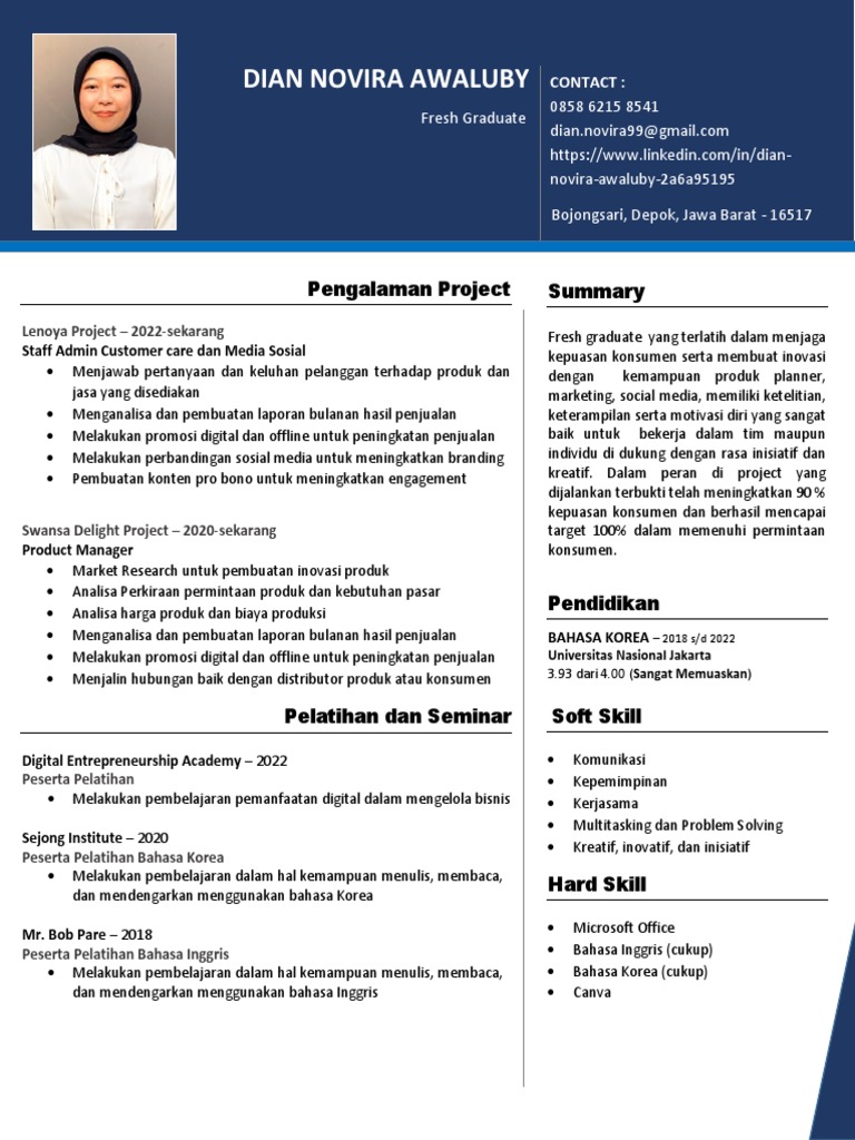 CV Dian Novira Awaluby | PDF