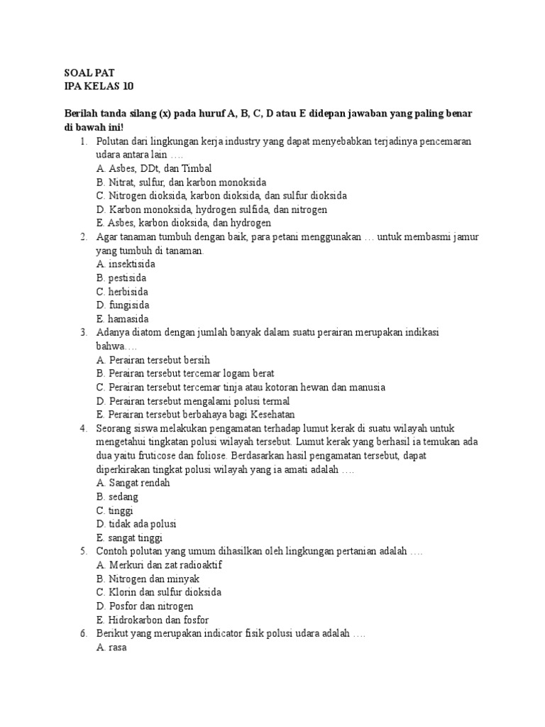 Soal Pat Ipa Kelas 10 Fix | PDF