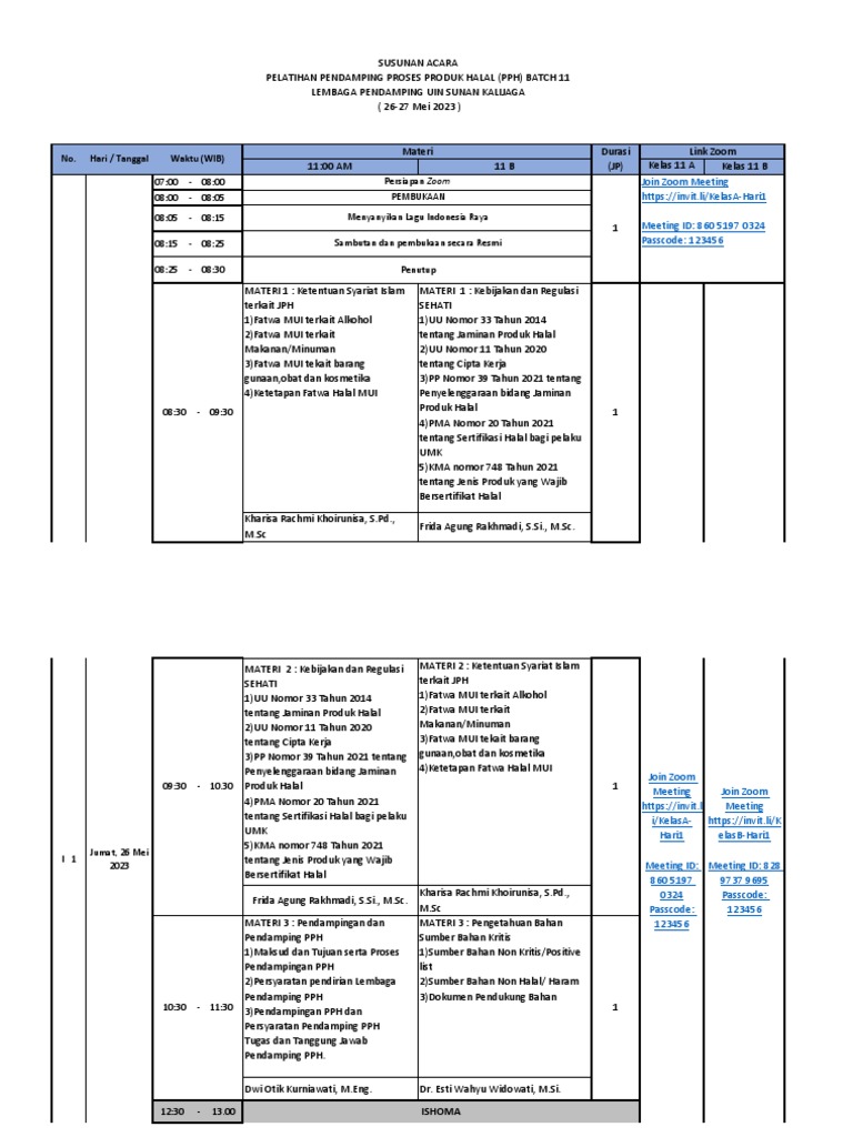 Jadwal Batch 11 | PDF