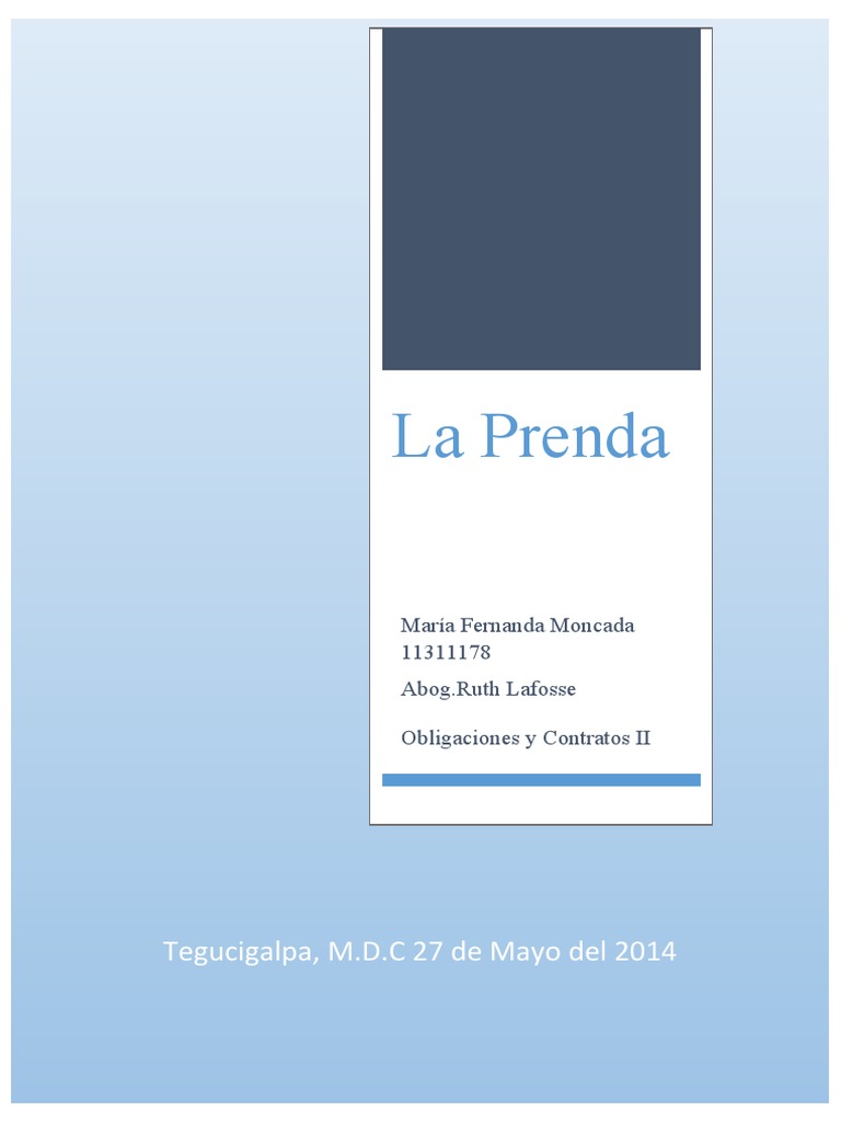 El Contrato de Prenda | PDF | Pagos | Propiedad