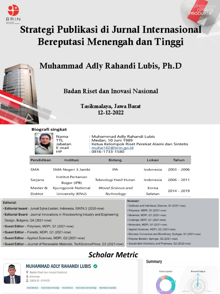 Strategi Publikasi Di Jurnal Internasional Bereputasi Menengah Dan Tinggi - TASIKMALAYA ...