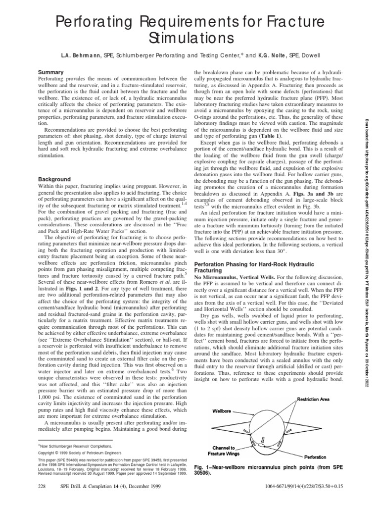 DONE Perforating Requirements For Fracture Stimulations | PDF | Casing ...