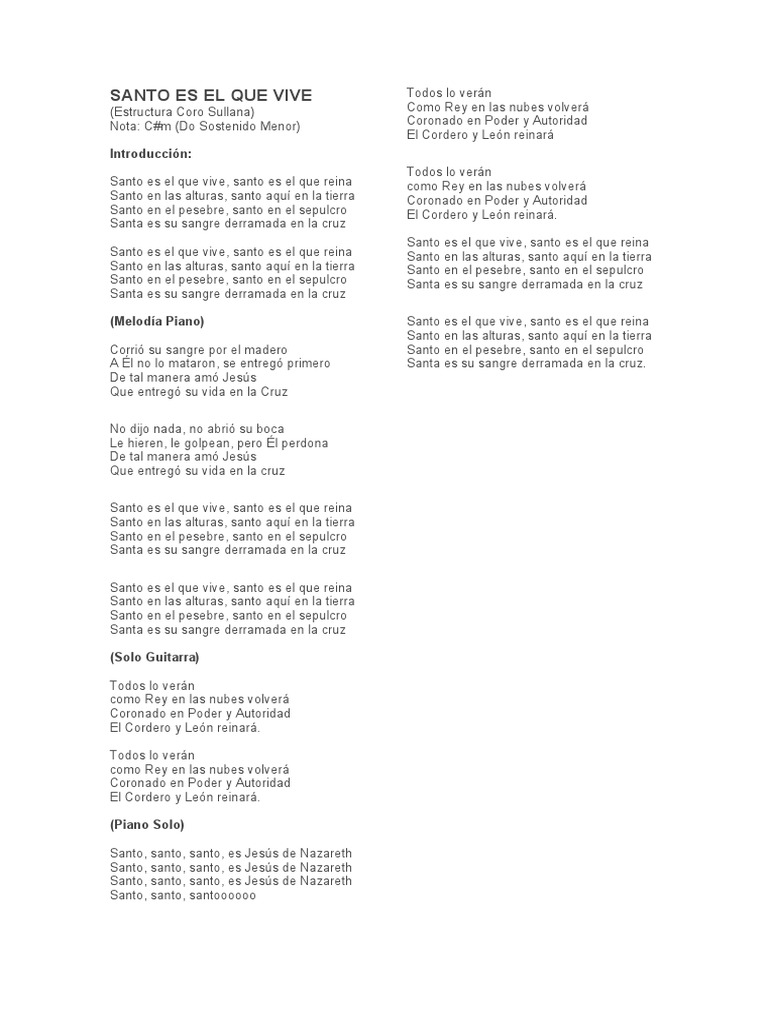 Santo Es El Que Vive Letra Ok | PDF