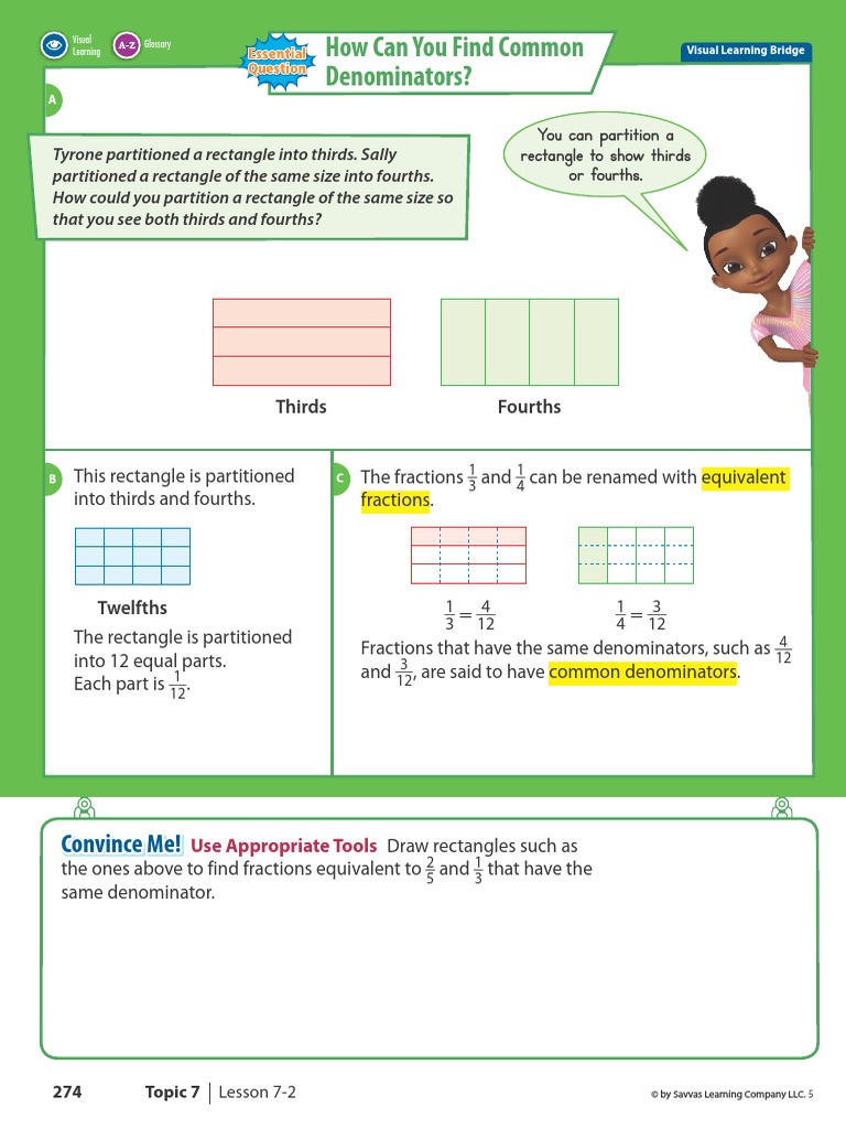 Envision Lesson 7.2 Find Common Denominators | PDF | Mathematics ...