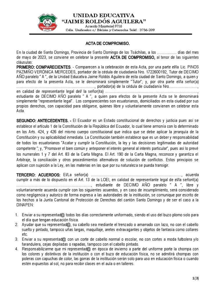 Acta de Compromiso | PDF