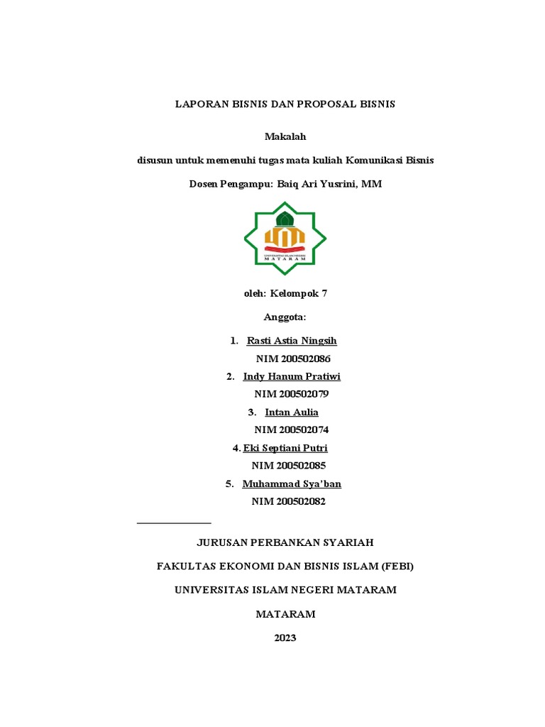 Laporan dan Proposal Bisnis 2023 | PDF | Karier & Perkembangan | Bisnis